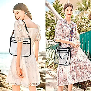 KKXIU Fashion Clear Crossbody Purse for Women and Teen Girls Stadium Approved PU Leather Concert Bag with Adjustable Strap (Brown)