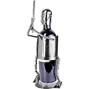 BRUBAKER Wine Bottle Holder 'Baseball' - Metal Sculpture - Wine Rack Decor - Tabletop - Greeting Card