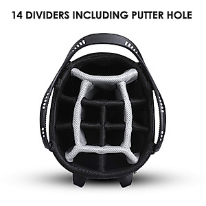LIVSINGOLF Golf Stand Bag 14 Way Top Dividers Ergonomic with Stand 8 Pockets, Dual Strap, Rain Hood (Black)