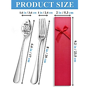 Advivio 2PCS My Mac and Cheese Spoon Funny Engraved Stainless Steel Spoon Fork Set, Dessert Spoon Dinner Fork for Mac and Cheese Lovers Friends Brother Sister Christmas Birthday Graduation Gifts