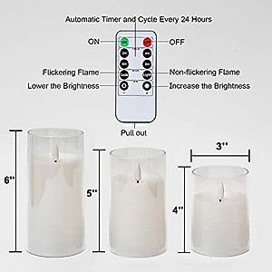 Raycare Battery Operated Flameless Candles, 3Pack LED Flickering Flameless Candles with Remote and Timer, 10-Key Remote Control Flameless Fake Pillar Candles for Home Wedding Party Decor (White)