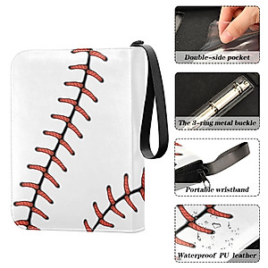 Baseball Softball Laces Card Binder 400 Pockets Trading Card Storage Binder Album with Sleeves Zipper Card Collection Holder Folder for Girls Boys