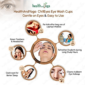 HealthAndYoga™ ChillEyes Transparent Eye Wash Cups for Effective Eye Cleansing - with Storage Container - Eye Shaped Rim, Snug Fit (2 Pcs.)