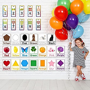 56 Pieces Alphabet and Number Bulletin Board Set Educational Bulletin Board Cards Early Learning Colors Shapes Cards Manuscript Alphabet Number Posters for Kindergarten Classroom Decorations