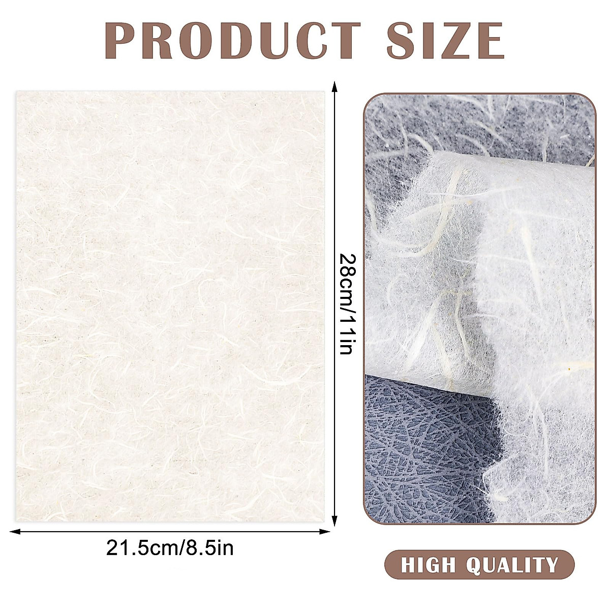 60 Sheets A4 Mulberry Paper Sheets Natural Fiber Rice Paper 8.5 x 11in Decoupage Paper Decorative Paper Tissue Paper for DIY Crafts, Calligraphy, Painting, Gift Wrap