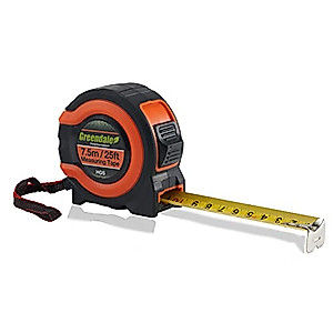 Greendale - 6 Pack of 25 ft Tape Measures / Measuring Tapes - Inches & Centimeters - Tough Outer Shell - Thumb and Quick Lock - Autowind - Belt Clip