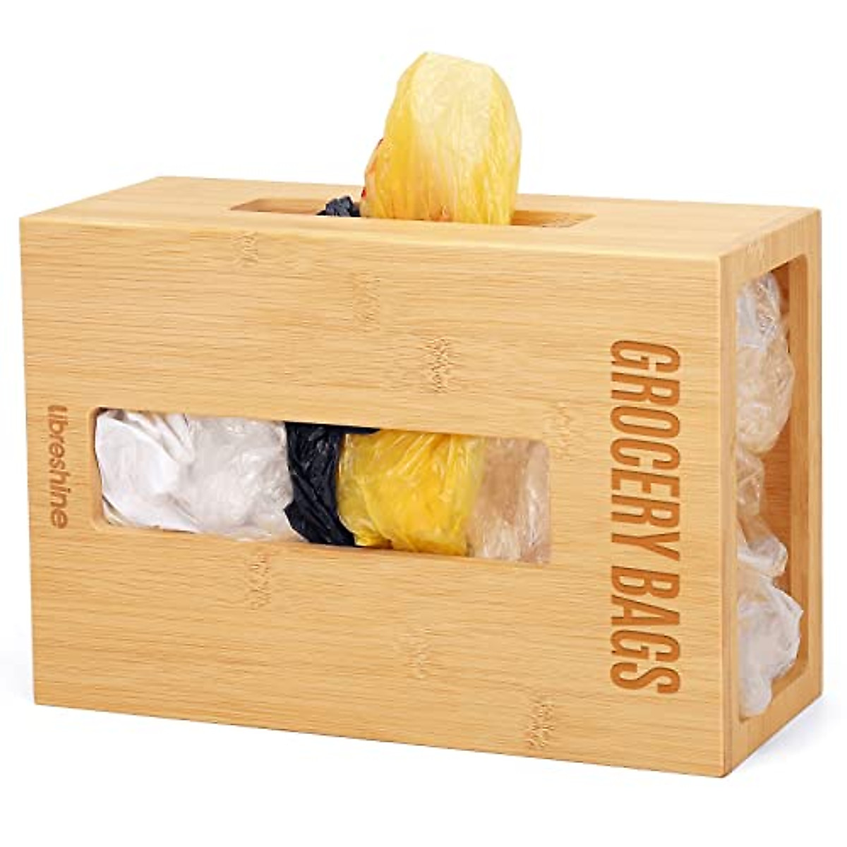 Libreshine Extra Large Grocery Bag Organizer Under Sink, Plastic Bag Holders for Grocery Bags Cabinet, Bamboo Grocery Bag Holder Wall Mount