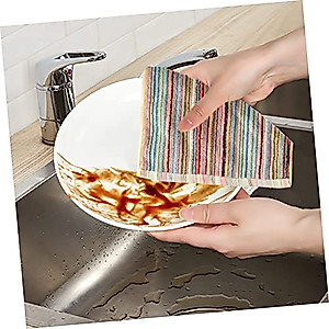 Cabilock 10pcs Color Stripe Square Scarf Microfiber Cleaning Rag Turkish Cotton Towels Turkish Cotton Bath Towels Microfiber Dish Towels Dish Rags Kitchen Dishcloth Hand Towel Cotton Towel