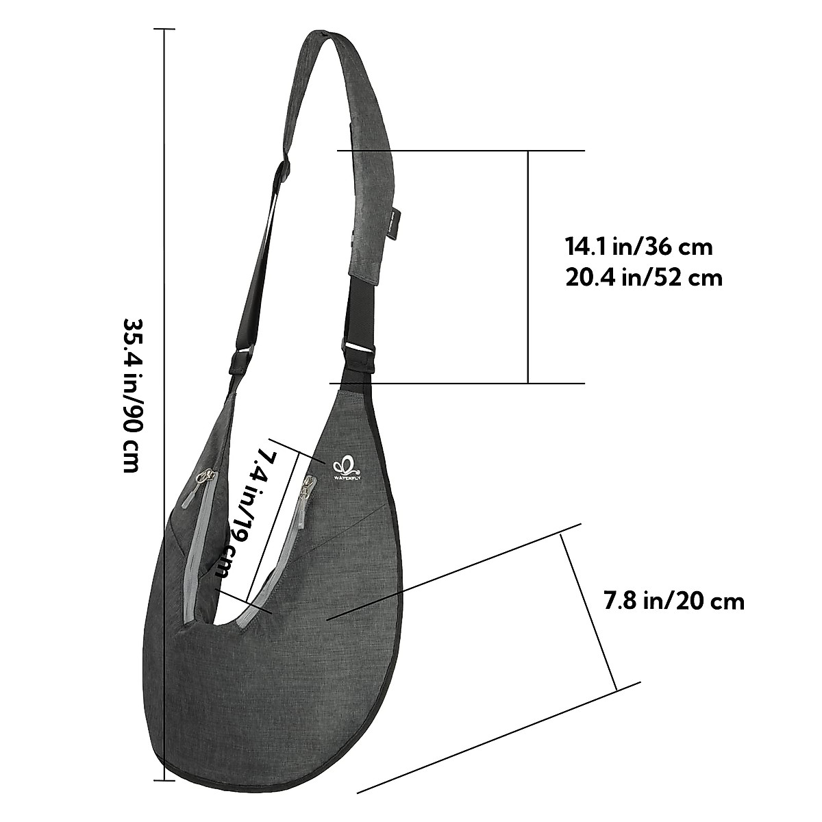 WATERFLY Packable Sling Bag for Women Travel Crossbody Bag Shoulder Purse Anti-Theft Zipper