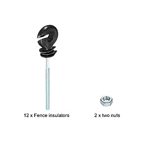 PATIKIL Electric Fence Insulator Screw-in Ring Insulator 12pcs M6 Wood Post Insulator Black for Farm Fencing Power Grid System