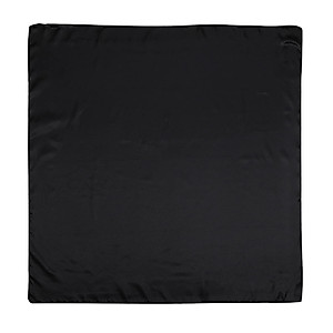 AWAYTR 35” Large Satin Square Head Scarf - 2Pcs Silk Like Floral Head Scarves Square Satin Hair Scarf Bandanas for Women (Solid Color(Black/Camel))