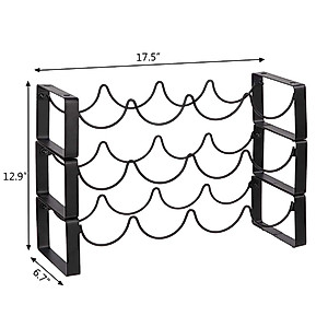 WiCCI 3 Tier Stackable Wine Rack 12 Bottles Metal Wine Rack，Perfect Wine Gifts and Accessories for Wine Lovers