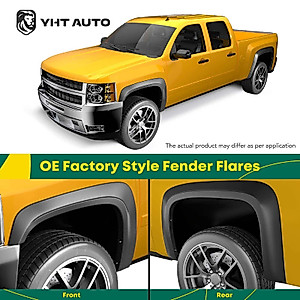 YHTAUTO OE Factory Style Fender Flares Compatible with Ford F-150 2009-2014 67" / 78.8" / 97.4" Fleetside Bed, Not Fit Raptor & Platinum Models, Matte Black Wheel Flare Cover Protector, Set of 4