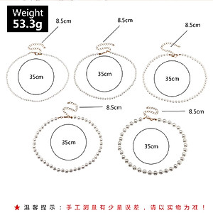 Set Multi Size Pearl Chain Link Adjustable Pendant Choker Necklace Stacking for Women Jewelry Dainty Minimalist Bohemian Simple Layered Gifts-4mm