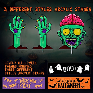 Tioncy 3 Set Large Halloween Candy Bowl with Spooky Zombie Head Hand,Plastic Trick Treat Candy Bowl Dish Halloween Serving Bowl Candy Holders Halloween Party Supplies Home Decor