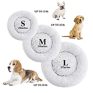 SunStyle Home Soft Plush Round Pet Bed for Cats Or Small Dogs Cat Bed Self Warming Autumn Winter Indoor Sleeping Cozy Pet Bed for Small Dogs and Cats Donut Anti Slip Bottom (M(24"x24"), Gray)
