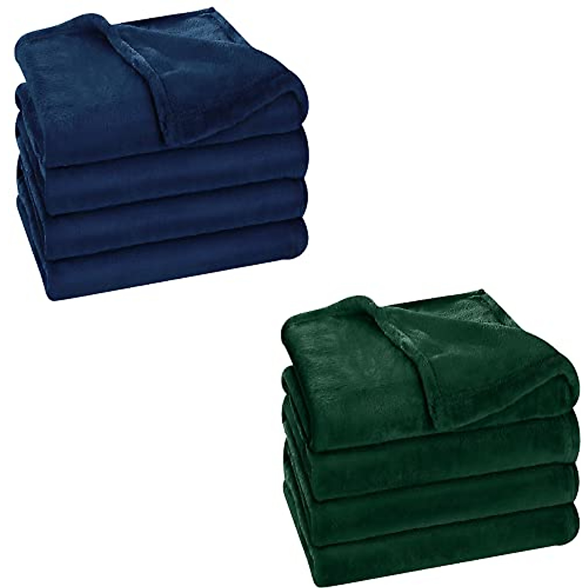 Utopia Bedding Fleece Blankets Bundle Pack of Purple and Forest Green Twin Size Bed Blankets
