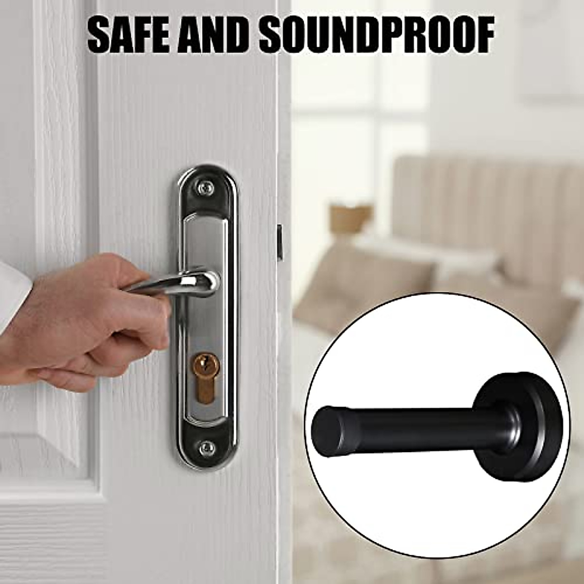 10 Pack Door Stoppers 3.5 Inch 304 Stainless Steel Heavy Duty Door Stops with Rubber Tip Bumper for Wall Door Dtopper Wall Protector Sound Dampening (Black)