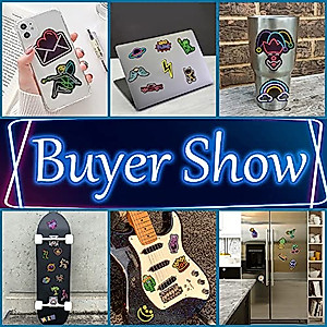 80 Pcs Cool Neon Sign Vinyl Stickers for Kids Teens Waterproof Water Bottle Stickers Pack for Laptop Phone Case Guitar Skateboard Helmet Bike Car Decals Party Favors Supplies Home Decor