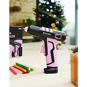 EZARC Cordless Hot Glue Gun, 15s Heating Fast Glue Gun Kit with 30 Pcs Mini Glue Gun Sticks, Automatic-Safety-Power-Off, Built-in 2500 mAh Lithium-ion for Art, Crafts, Decorations, Home Repairs