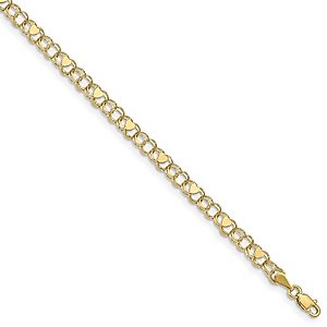 10k Double Link Heart Charm Bracelet Q10DO499-7