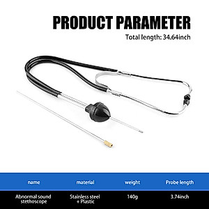 jokormo 1 PC Car Engine Stethoscope Tool, Vehicle Noise Diagnostic Device, Universal Waterproof Durable Metal Automotive Mechanics Cylinder Stethoscope Replacement for Truck SUV Car (Black & Silver)