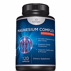 Premium Magnesium Citrate Capsules – Powerful 500mg Magnesium Oxide & Citrate Supplement – Helps Support Healthy Bones, Muscles, Teeth, Energy & Relaxation – 120 Vegetable Capsules