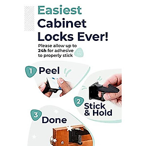Cabinet Locks for Babies - 12 Pack - Adhesive Baby Proofing Cabinets Child Locks for Cabinets, Baby Proofing Child Proof Cabinet Latches, Drawer Locks Baby Proofing, Baby Cabinet Safety Locks