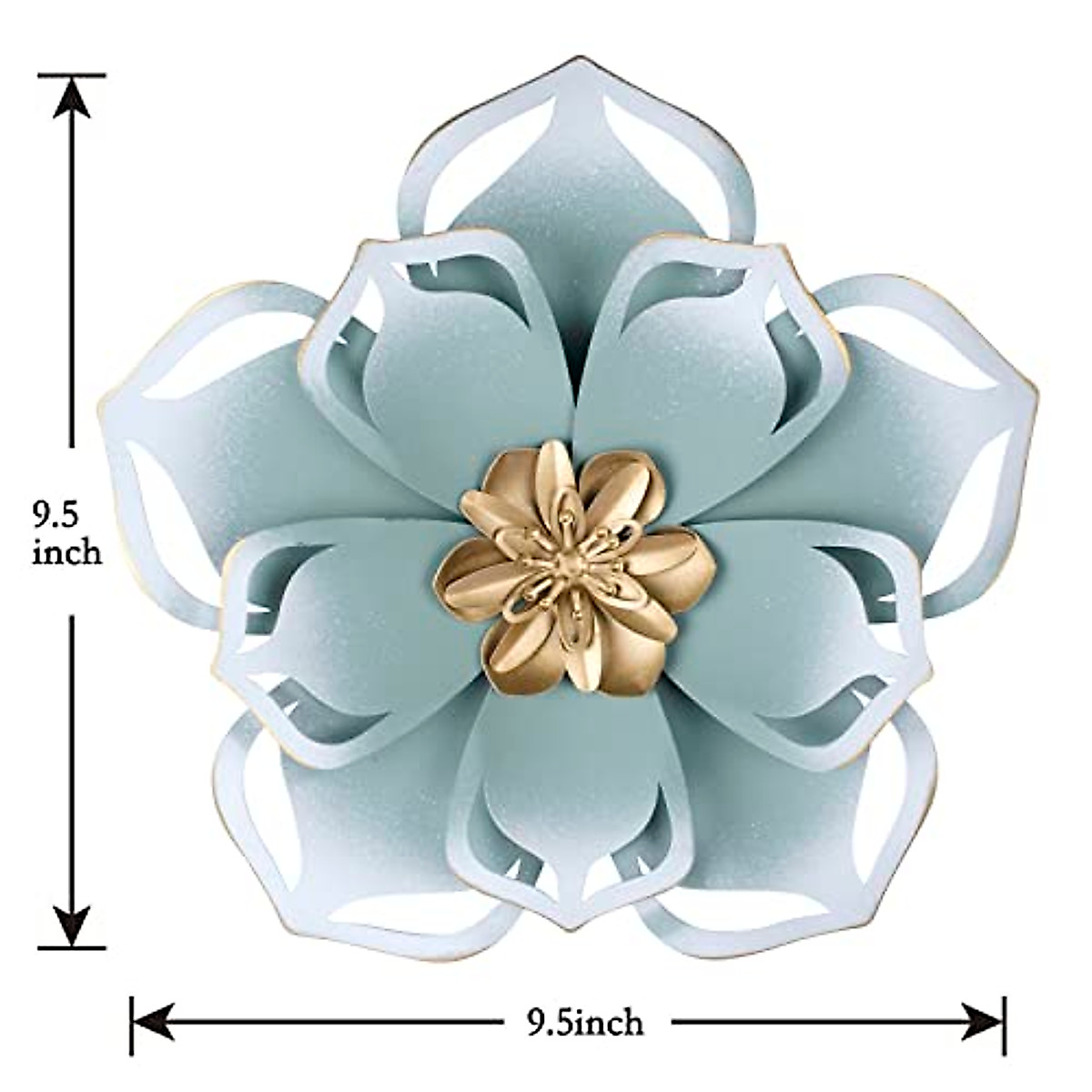 Reflinto Farmhouse Metal Flower Wall Decor 9.5inches 3D Wall Sculptures Flowers for Bedroom, Bathroom, Office, Nursery - Rustic Metal Outdoor Wall Art for Fence, Porch, Gallery, Yard, Garden