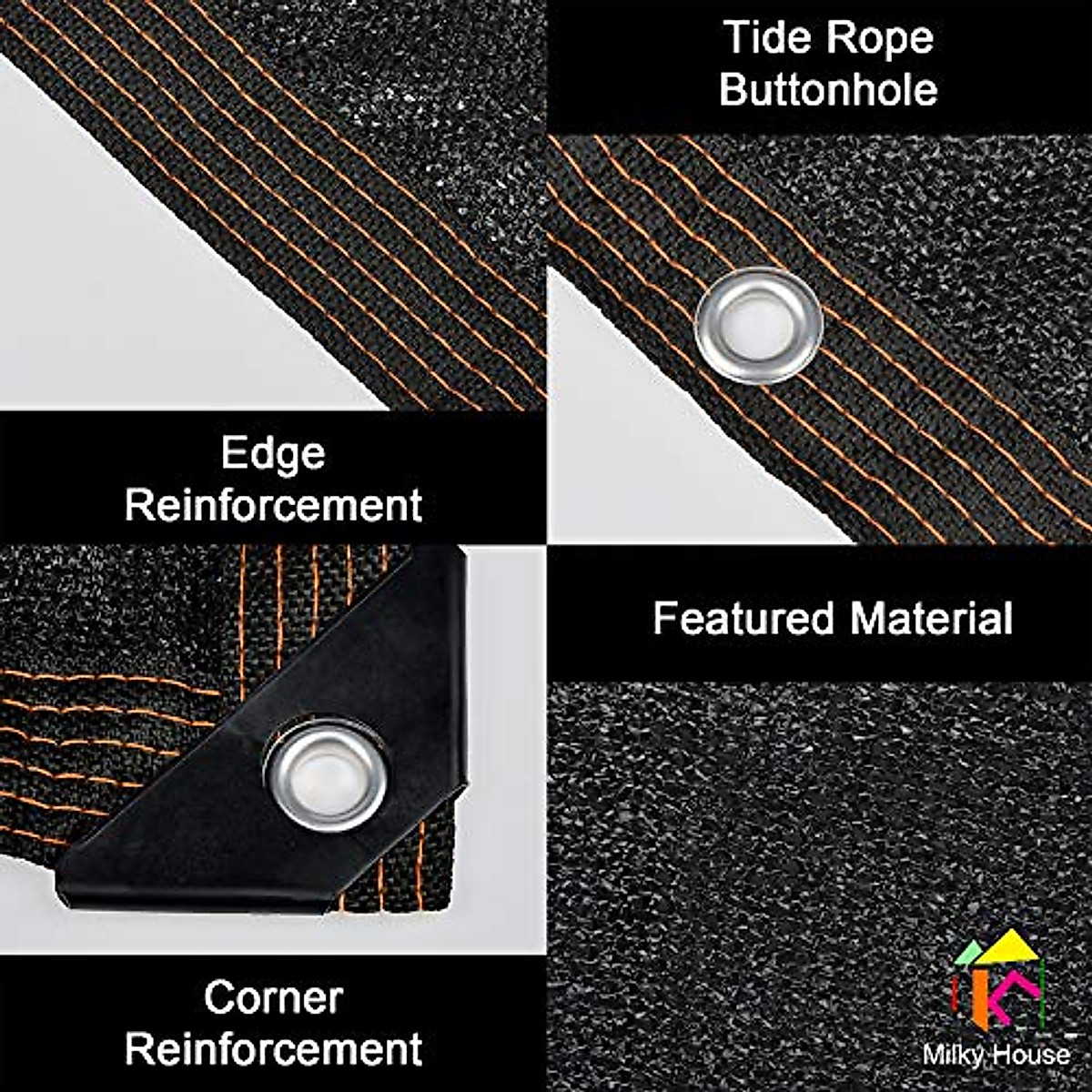 Shade Cloth Sunblock Mesh 6.5FTX6.5FT with 16 Aluminum Grommets Easier to Hang, UV Resistant Shade Sun Black Net Cloth for Greenhouse Flowers Plants Patio Lawn Mesh