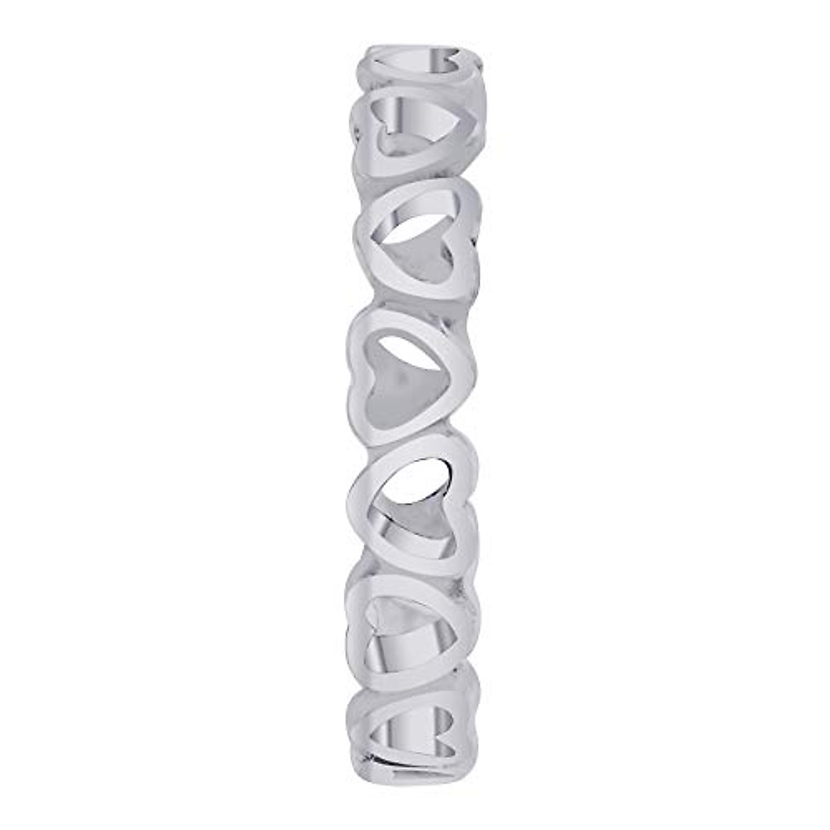 Gem Avenue 925 Sterling Silver Tiny Open Hearts 4mm Eternity Band Ring for Women Size 10