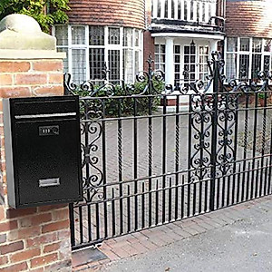 KYODOLED Locking Wall Mount Mailbox,Mail Boxes Outdoor with Combination Lock，Security Key Drop Box,12.4Hx 8.54Lx 3.35W Inches,Black Large