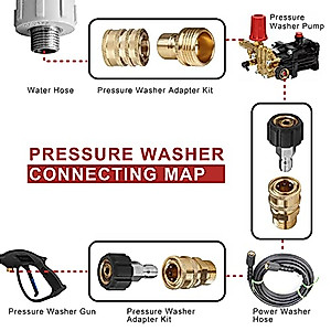 WOJET Pressure Washer Adapter Set, Quick Disconnect Kit, M22 Swivel to 3/8'' Quick Connect, 3/4" to Quick Release, M22 to M22 Convert