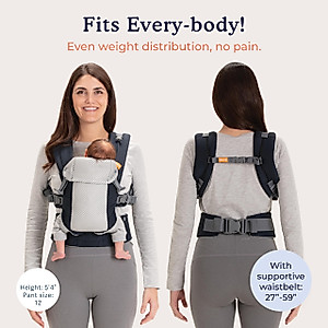 Beco Baby Carrier Gemini Newborn to Toddler - Front, Back and Hip Seat Carrier, Baby Carrier Backpack & Baby Front Carrier with Adjustable Seat, Ergonomic Baby Holder Carrier 7-35lbs (Cool Navy)