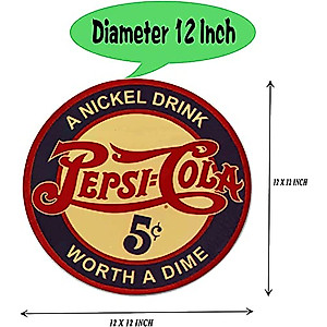 12" Round Pepsi Cola Tin Sign A Nickel Drink, Worth A Dime
