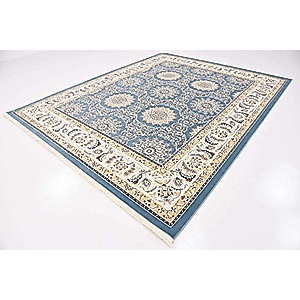 Unique Loom Narenj Collection Classic Traditional Textured Pattern Design Area Rug, 8' x 10' Rectangle, Blue/Beige