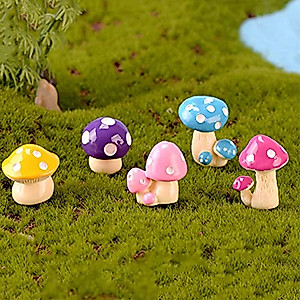 MAOMIA Miniature Mushroom Figurines 8pcs Fairy Garden Accessories Mushroom Cake Toppers Micro Landscape Garden Decoration Plant Flower Pots Ornaments(Random Style)