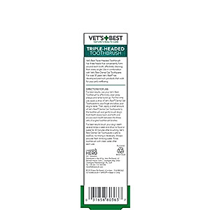 Vets Best Triple Headed Toothbrush for Dogs - Teeth Cleaning and Fresh Breath
