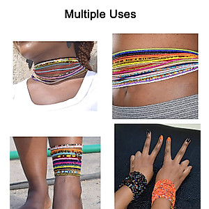 Waist Beads Body jewelry, Colorful Belly beads, Bead jewelry, Belly chains, Waist chain (2 Piece) (coffe)