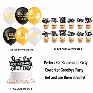 Rude That You're Leaving But OK Banner Cake Toppers Balloons Hanging Swirls, Black Coworker Leaving Decorations, RDTZ Office Coworker Goodbye Party Going Away Farewell Leaving Job Party Decorations