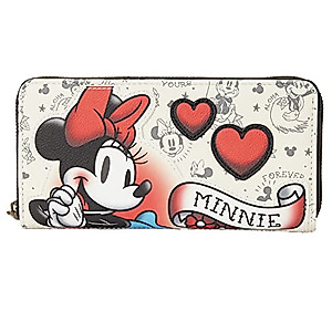 Loungefly Disney Minnie Mouse Tattoo Wallet, Tan, One Size