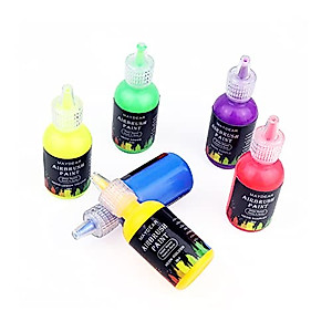 Maydear Airbrush Paint, Professional 6 Colors Acrylic Airbrush Paint Set,Premium Halloween Airbrush Paint Kit for Beginners, Students and Artists -UV