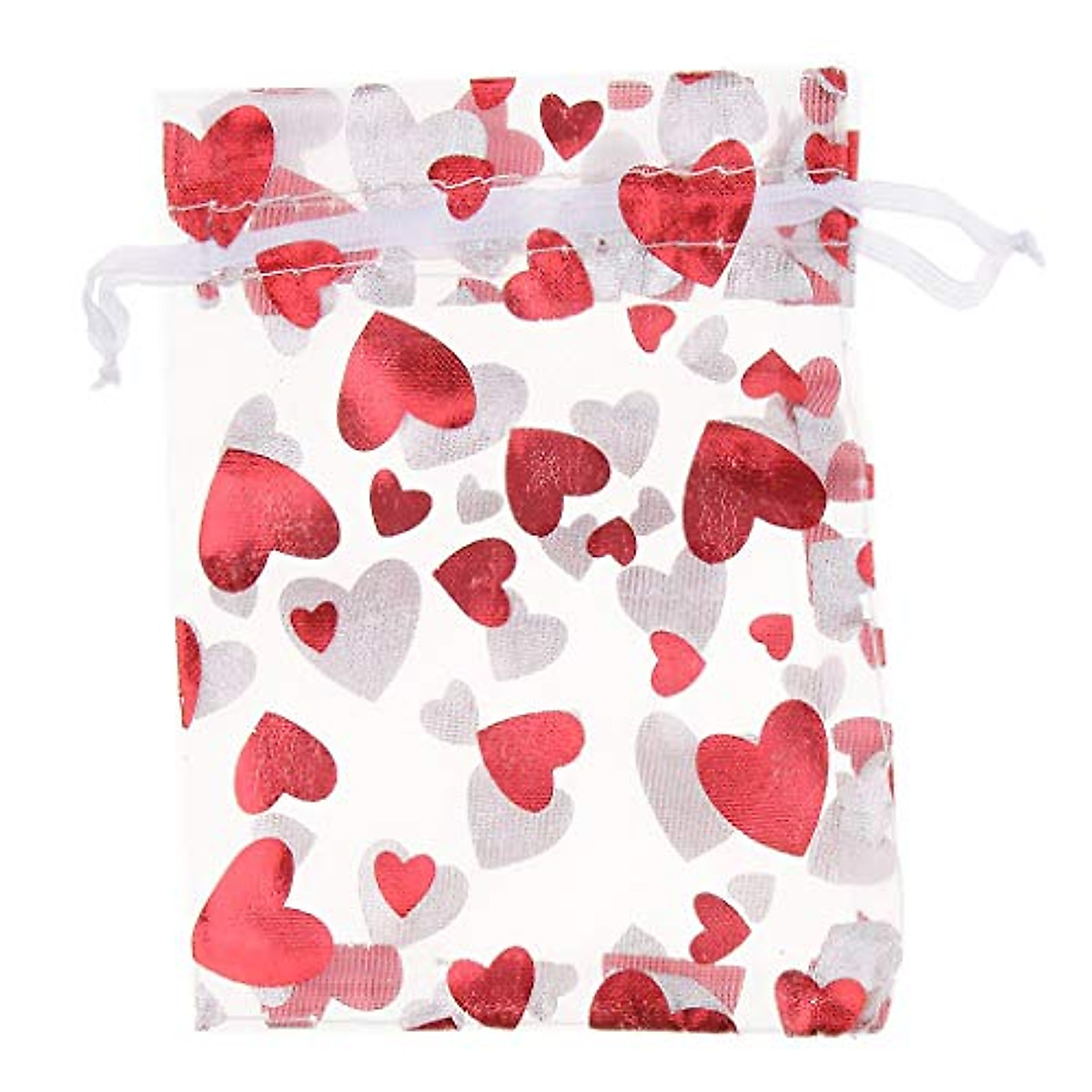 100pcs Love Heart Gift Bags Candy Bags Jewelry Packaging Wedding Gift Pouch Drawstring Bags for Valentine's Day Wedding Festival Party Supply