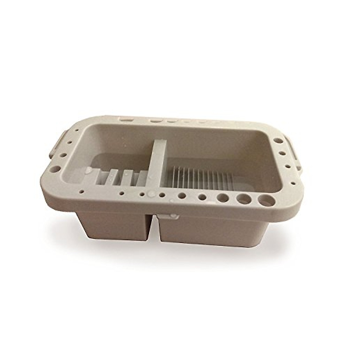 Portable Paint Brush Caddy and Holder with Storage Lid and Water Troughs 10.5 inches Gray Plastic
