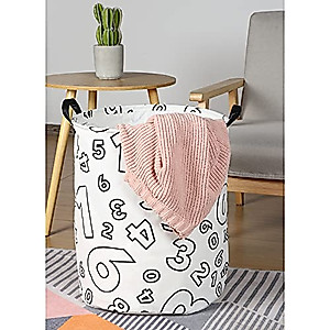 SEVEBDOME Canvas Fabric Storage Baskets with Handle, Foldable, Convenient Home Storage Bin Toy Bins Gift Baskets Bedroom Clothes Children Nursery Hamper (Number)