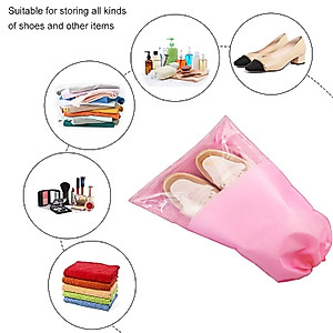 6 Pcs Travel Shoe Bags, ULIFEMALL Large Non-Woven Drawstring Shoes Storage Bag with Transparent Slot Clear Window Portable Waterproof Dustproof Pouch Packing Organizer for Men Women, Pink #1