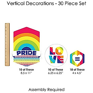 Big Dot of Happiness Love is Love - Gay Pride - LGBTQ Rainbow Party DIY Dangler Backdrop - Hanging Vertical Decorations - 30 Pieces