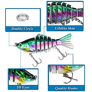 Grebest Fishing Lures,10cm 15.6g Plastic Artificial Lifelike Fake Lure Fishing Tackle Tools Accessory for Fishing Enthusiast Fishing Lovers Bass Trout Fishing 5 One Size