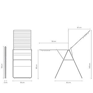 Brabantia HangOn Laundry Drying Rack (82ft / Fresh White) Compact, Foldaway, Adjustable Indoor Stainless Steel Clothes Horse