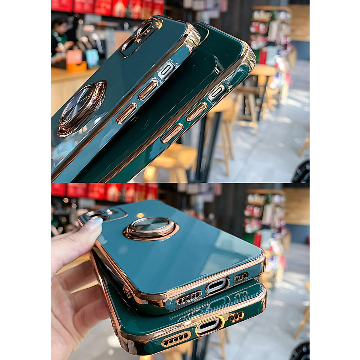 UnnFiko Bumper Stand Case Compatible with iPhone XR, Soft Cover with Ring Holder 360°Ring Holder Kickstand Car Mount Supported Protective Phone Cases (Blue, iPhone XR)